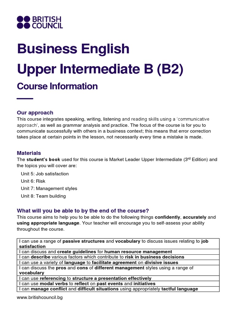 Be Upper Intermediate B Course Overview | PDF | Teachers | Applied ...