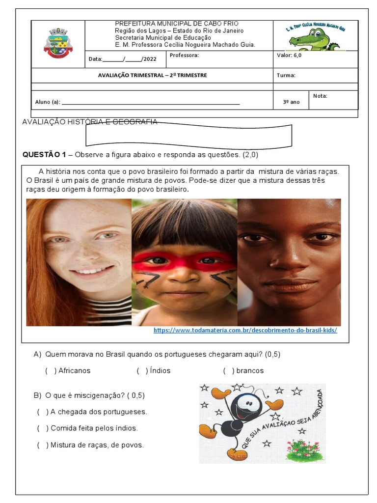 Av 2ºt HG 3º Ano | Download grátis PDF | Brasil | Brasileiros