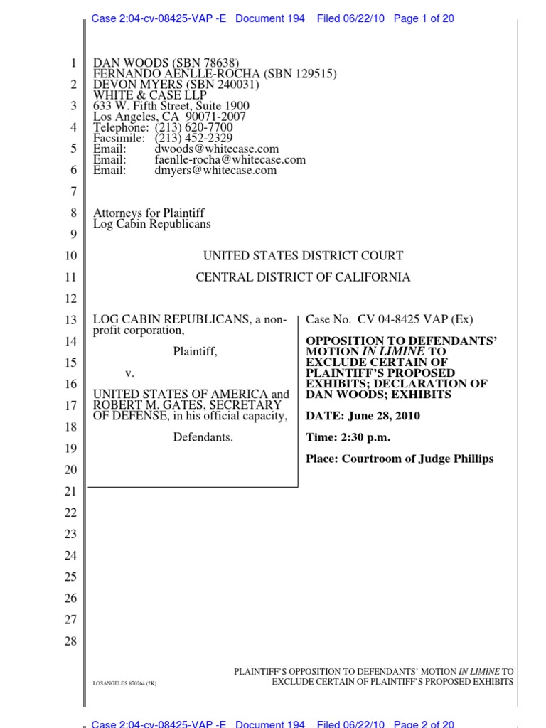 Plaintiff'S Opposition To Defendants' Motion in Limine To Exclude ...