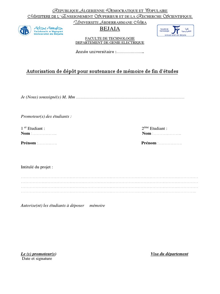 Autorisation de Soutenance | PDF
