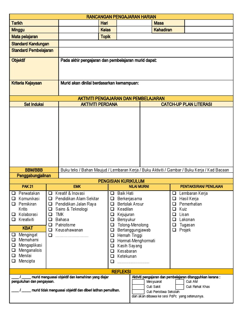 Tapak RPH BM Kosong | PDF