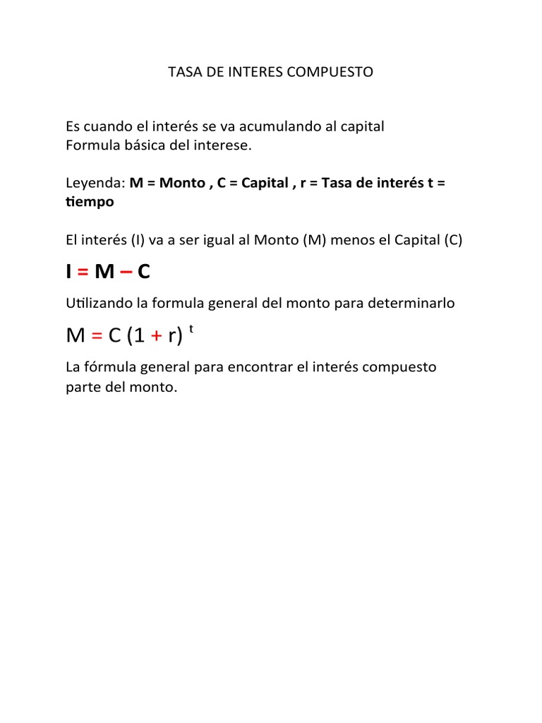 Fórmulas del Interés Compuesto | PDF | Finanzas y dinero