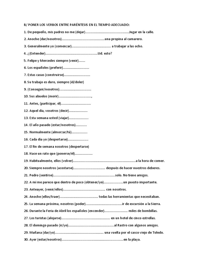 Des Exercices Espagnol | PDF