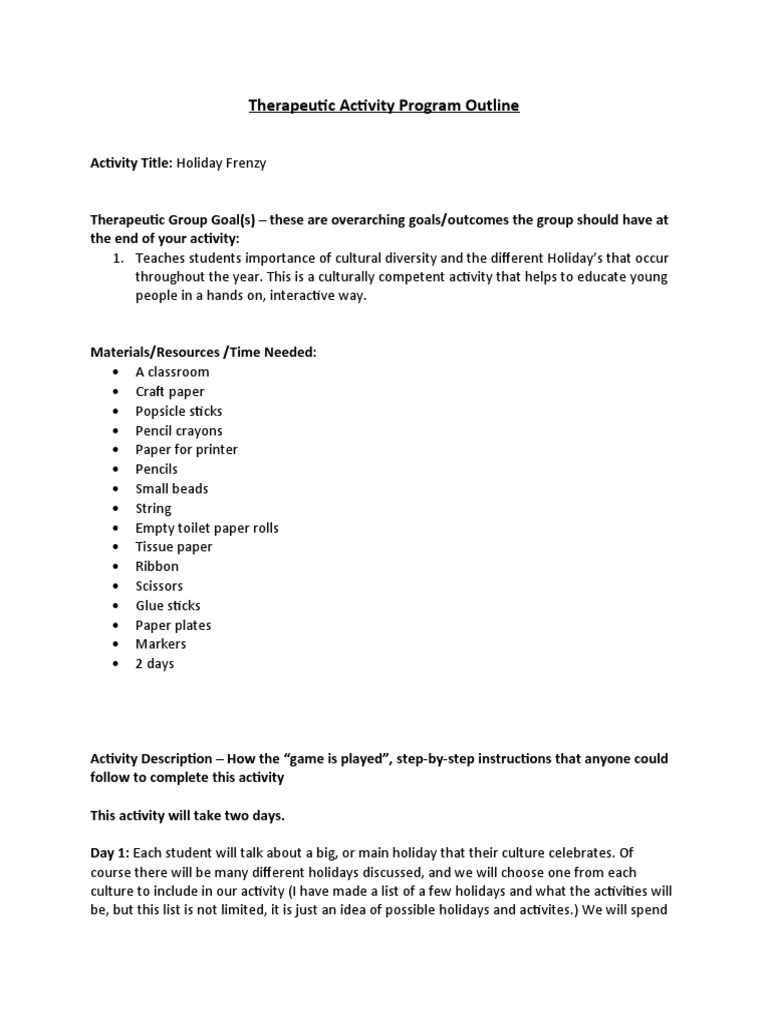 Therapeutic Activity - Holiday Frenzy | PDF