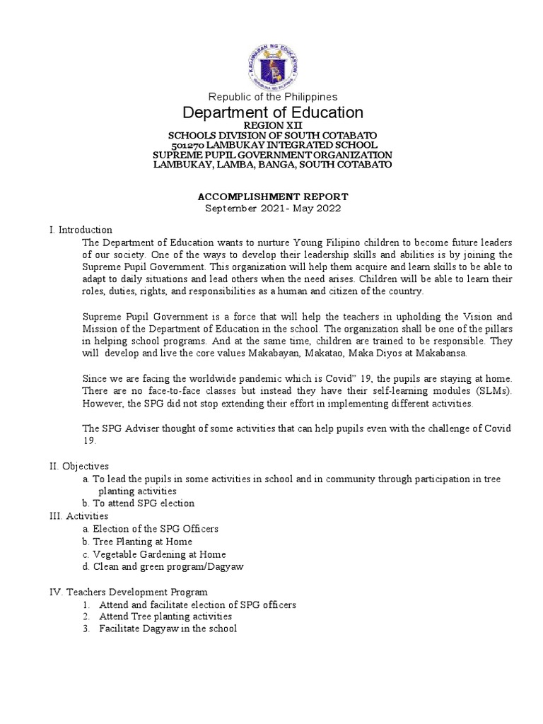 Youth Formation Accom Report 2022-Spg-Lambukay Is | PDF