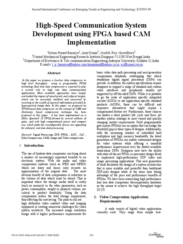 High Speed Communication System Developm Pdf Data Compression Video