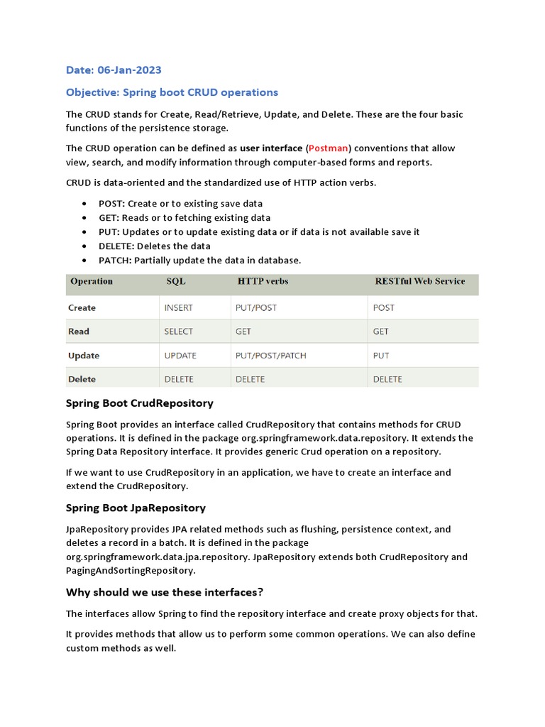 Spring Boot CRUD Guide for Developers | PDF | Spring Framework ...