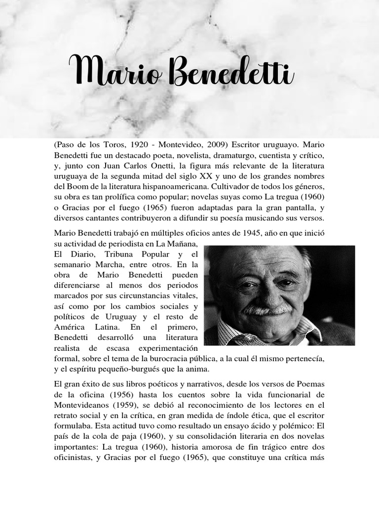 Biografía de Mario Benedetti | PDF