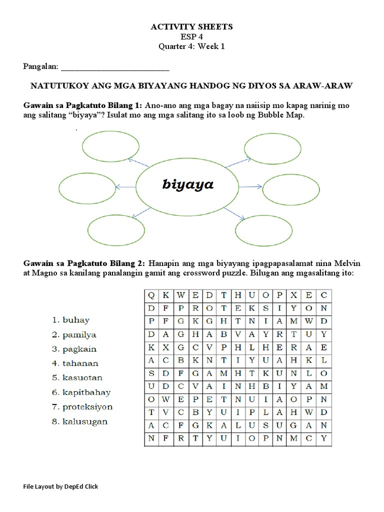 ESP 4 Activity Sheet Q4 w1 | PDF