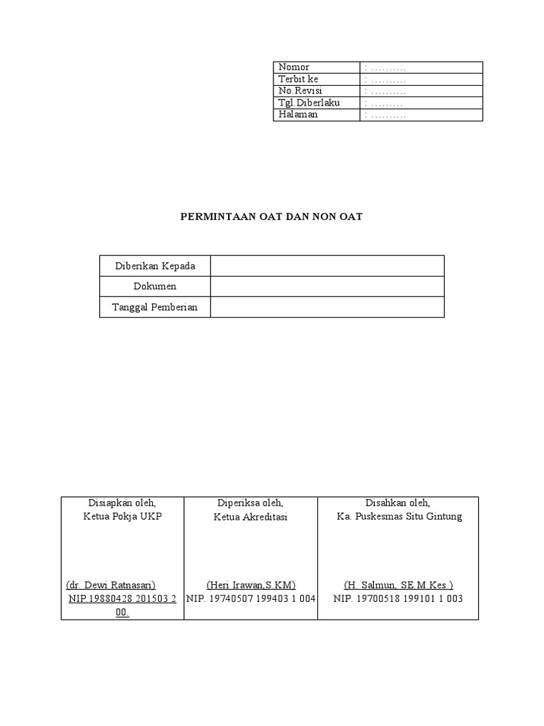Sop Permintaan Oat | PDF