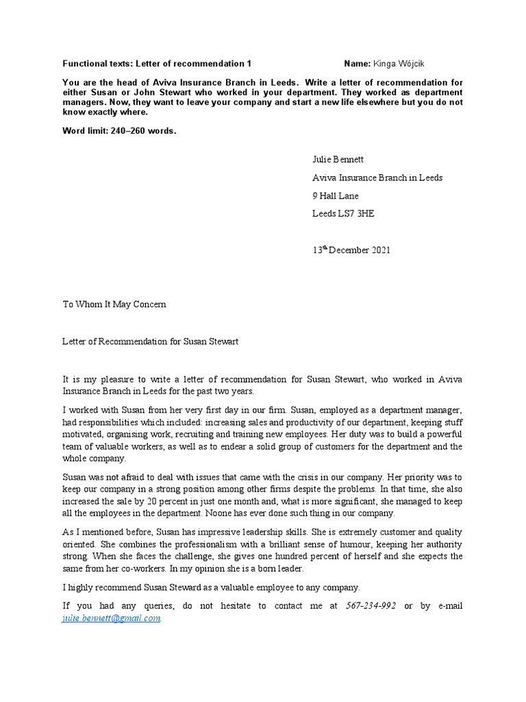 Letter of Recommendation - Correction | PDF