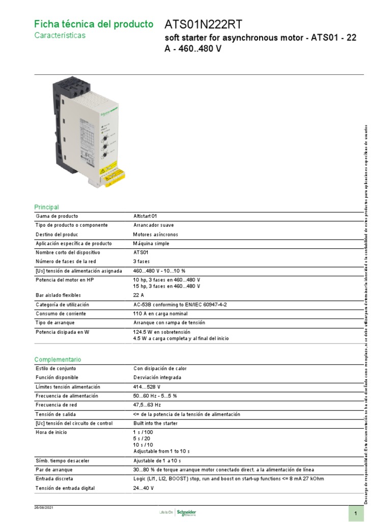 Altistart 01 - ATS01N222RT | PDF | Ingenieria Eléctrica | Electricidad
