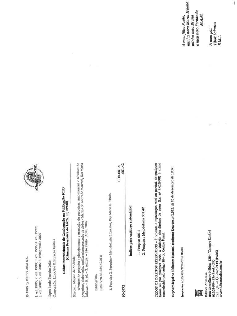 Marconi e Lakatos (1996) - Técnicas de Pesquisa | PDF