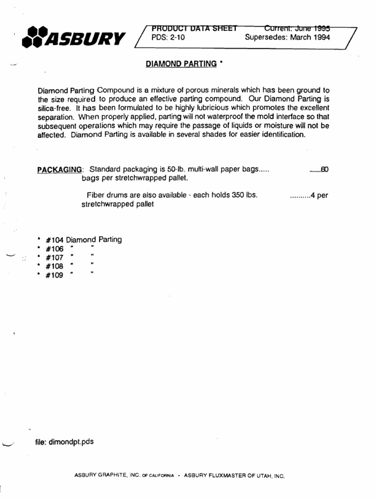 1002 Parting Dust Literature | PDF | Packaging And Labeling | Materials