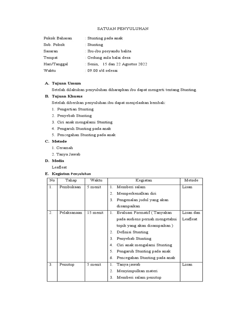 Sap Kegiatan Edukasi | PDF
