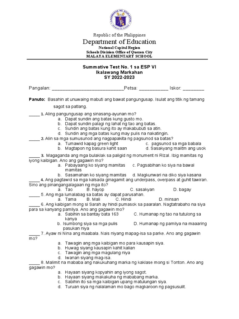 ST1 - Esp 6 - Q2 | PDF