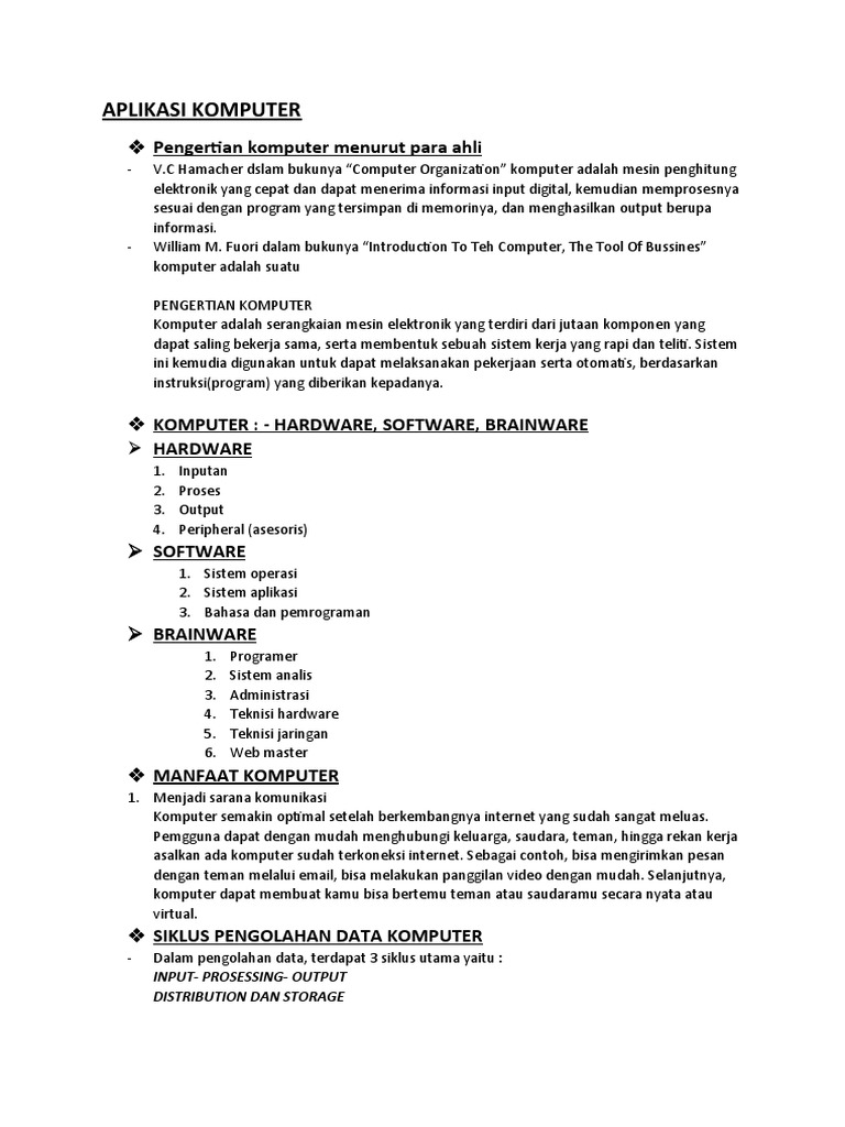 Materi Aplikasi Komputer | PDF