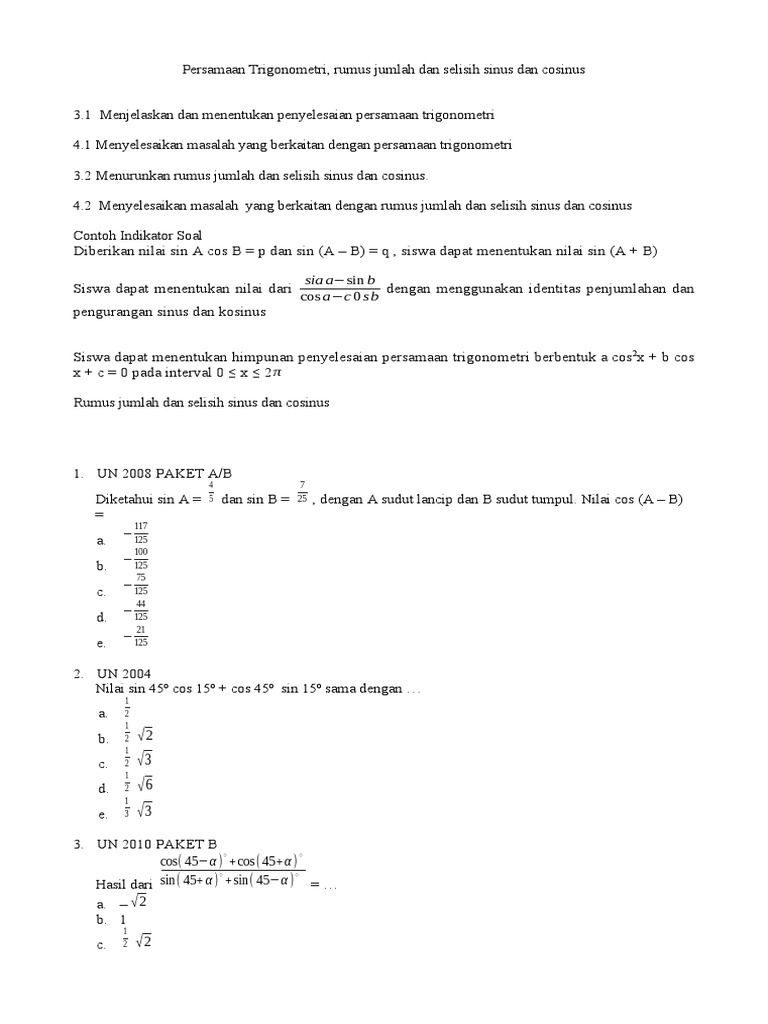 Kd 3 1 3 2 Mat Pem Kelas Xi Persamaan Trigonometri Pdf
