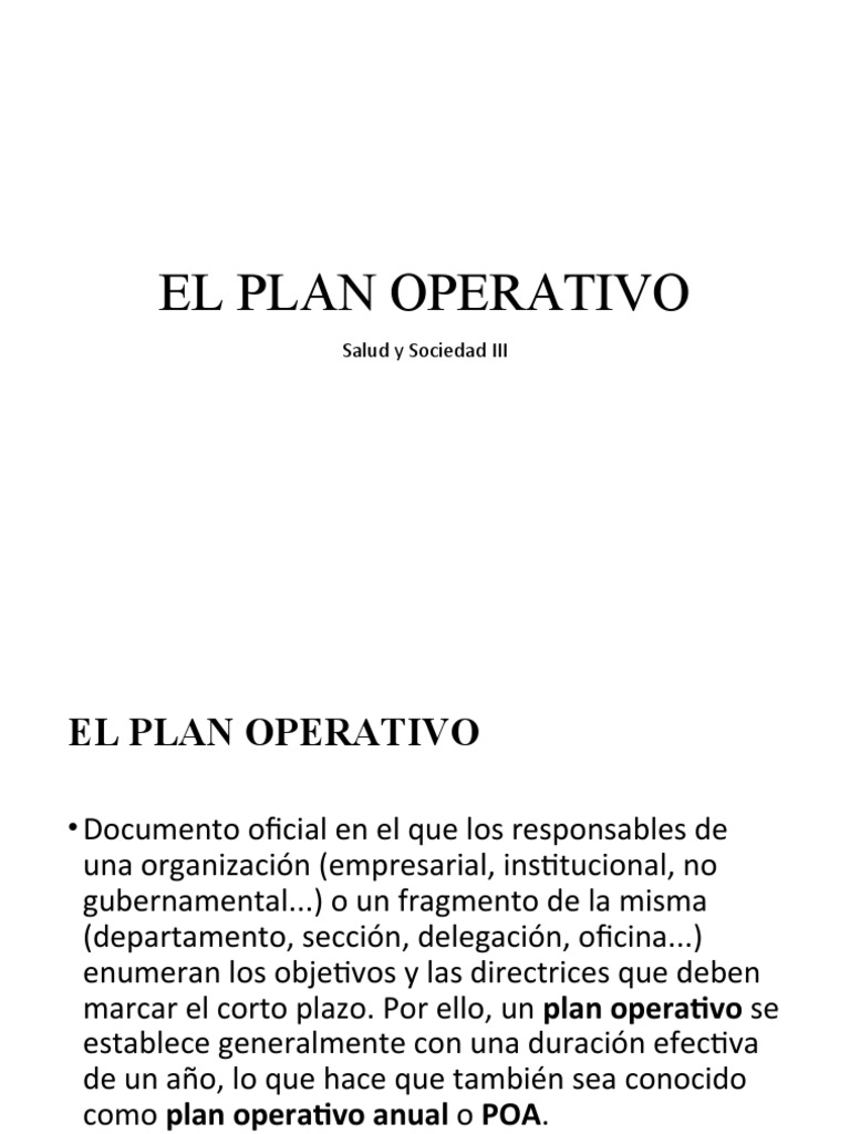 02 Plan Operativo | Descargar gratis PDF | Planificación estratégica ...