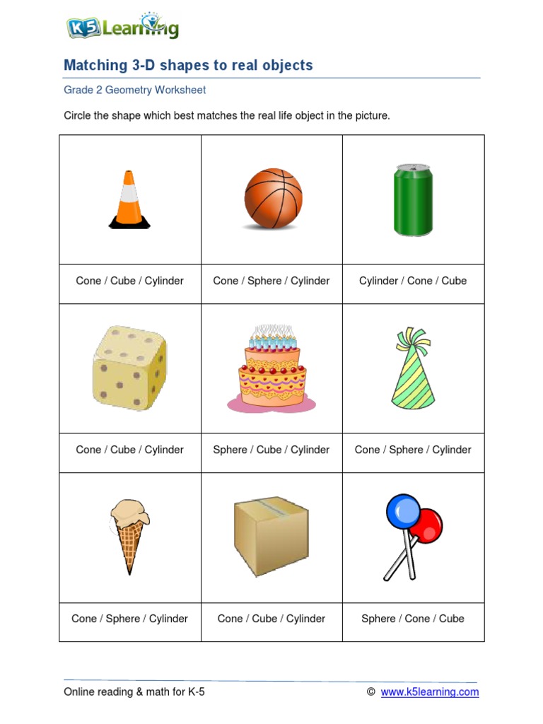 Grade 2 Geometry Identify 3d Shapes B | PDF