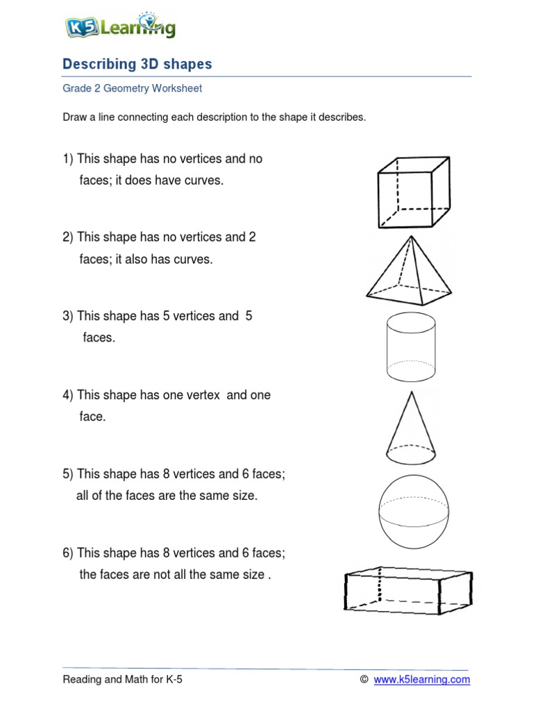 Grade 2 Geometry Faces Edges Vertices D | PDF