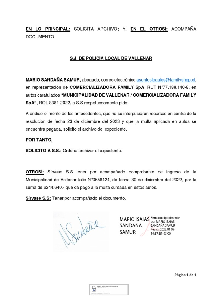 Solicita Archivo JPL Vallenar | PDF