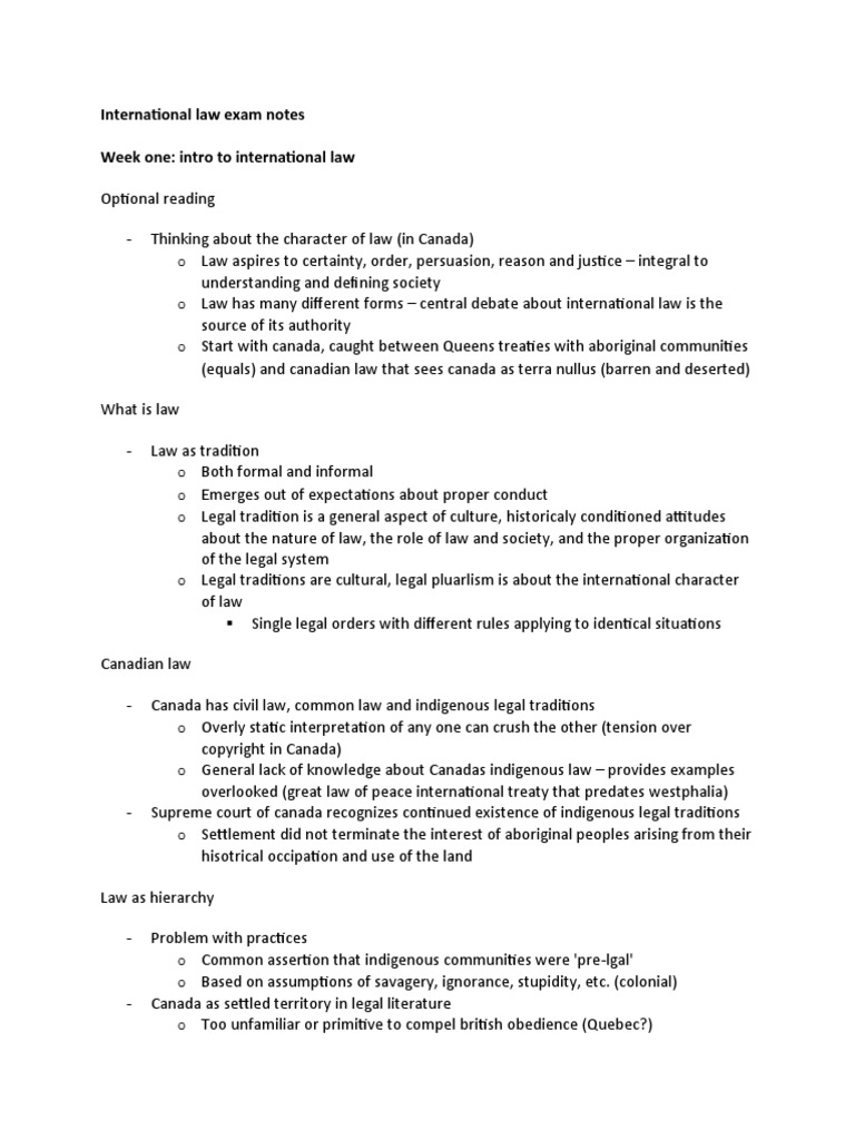 International Law Exam Notes | PDF | International Law | Treaty