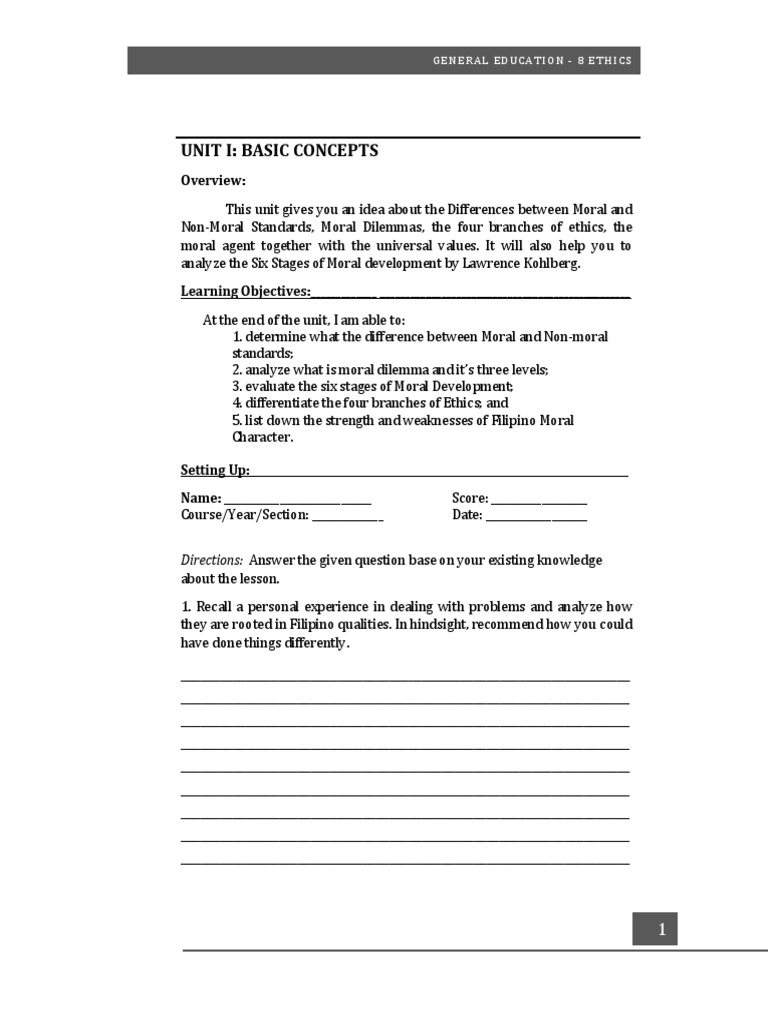 Ethics Ge08 Module | PDF | Morality | Applied Ethics