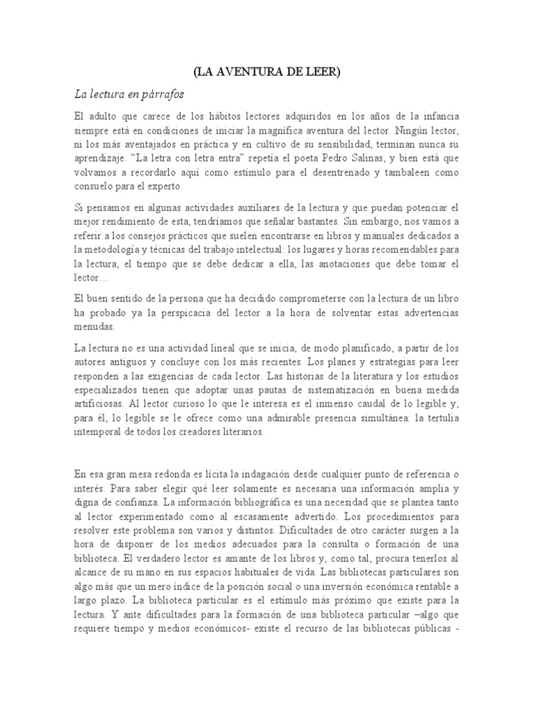 La Aventura de Leer | PDF | Bibliotecas | Cognición