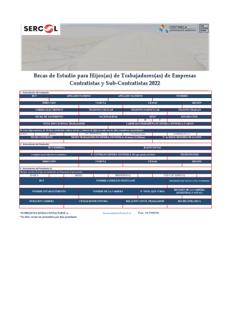 Formulario de Postulación Becas 2022 | PDF