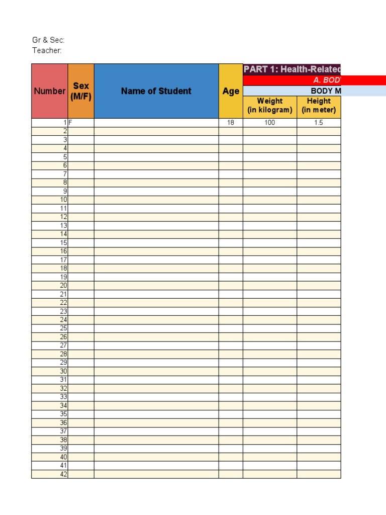 Physical-Fitness-Test-Score-Sheet - Grade-6 - VENUS 2022 | PDF | Body ...