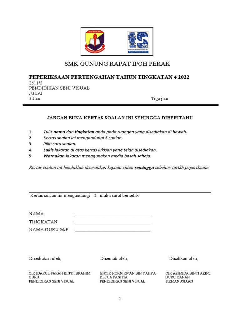 22 t4 PSV Kertas 2 | PDF