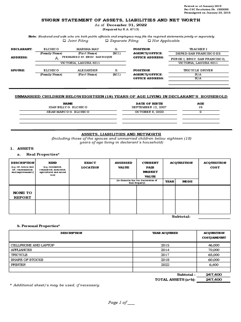 Elchico Marsha May Gragasin | PDF | Net Worth | Taxes