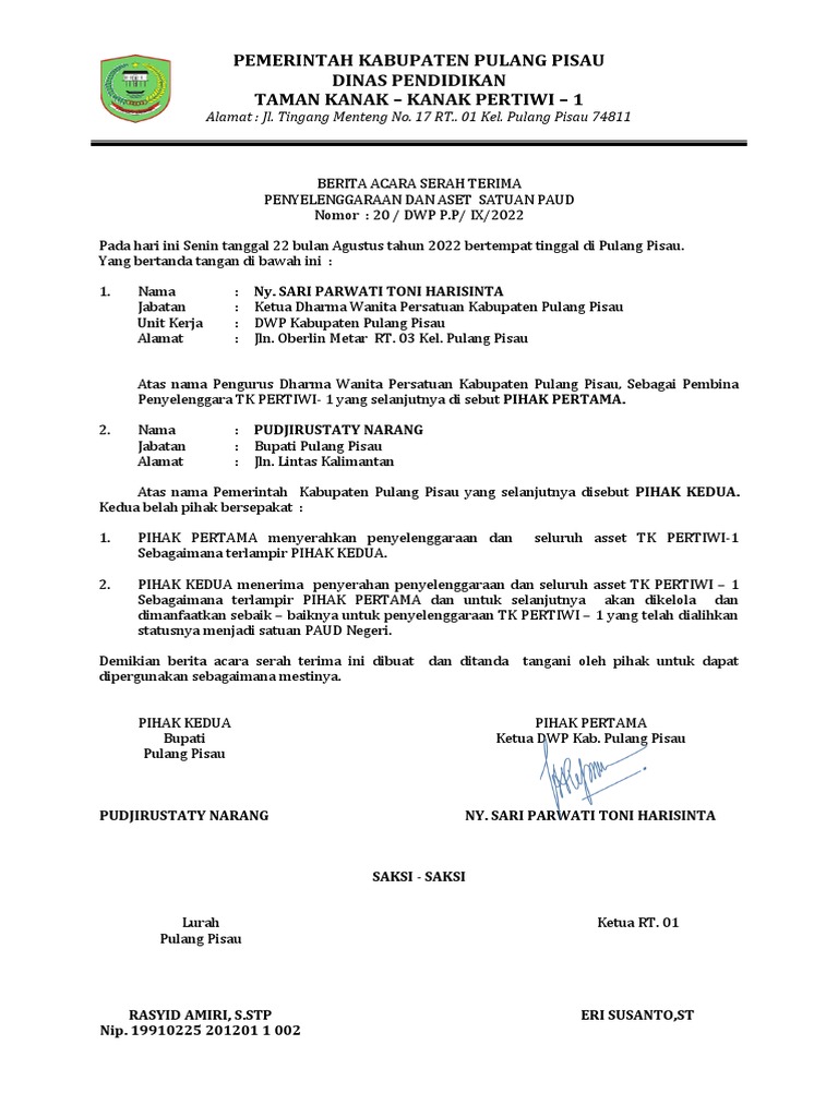 Berita Acara Serah Terima Pdf