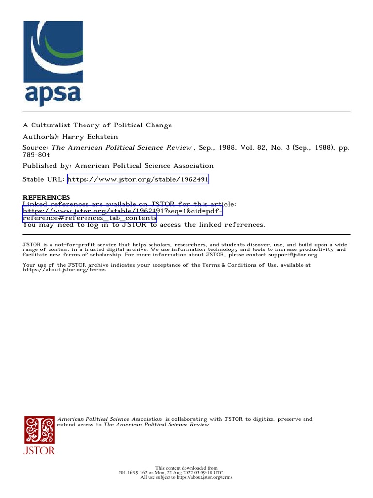 Culturalist Theory of Political Change | PDF | Social Science