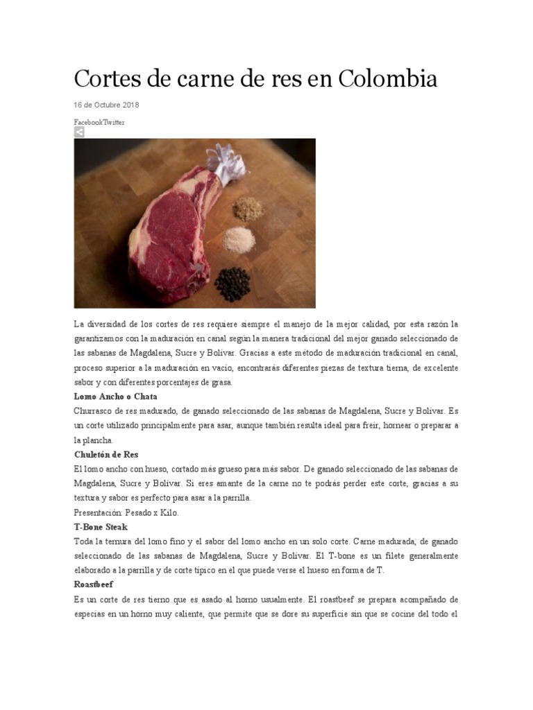 Cortes de Carne de Res en Colombia | PDF | filete | Carne