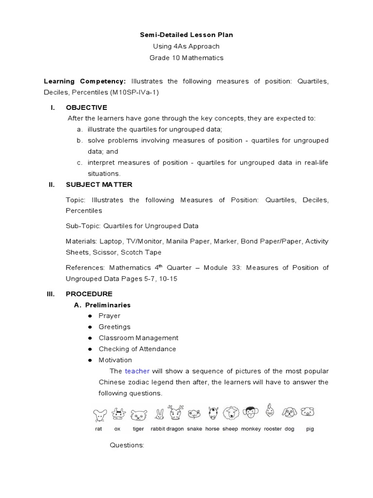 Lesson Plan PFDSDLM | PDF | Quartile | Median