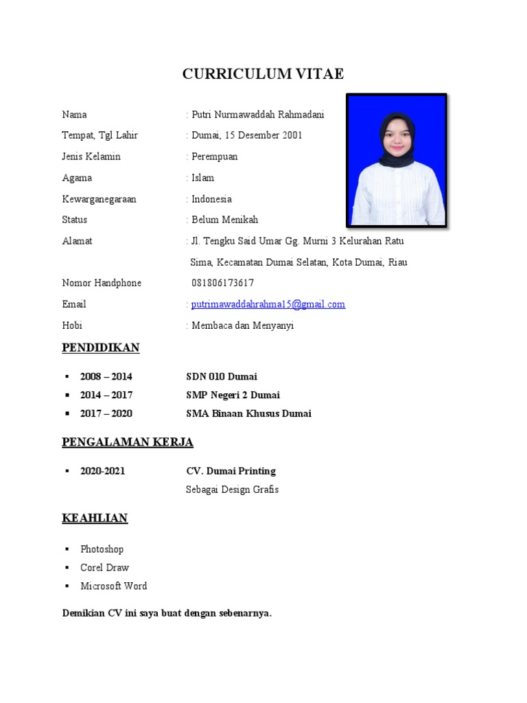 Daftar Riwayat Hidup CV | PDF