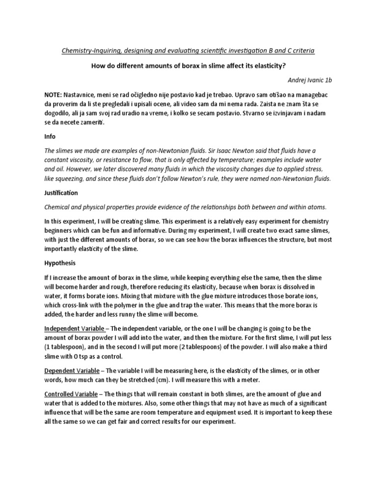 Chemistry-Slime | PDF | Viscosity | Chemistry