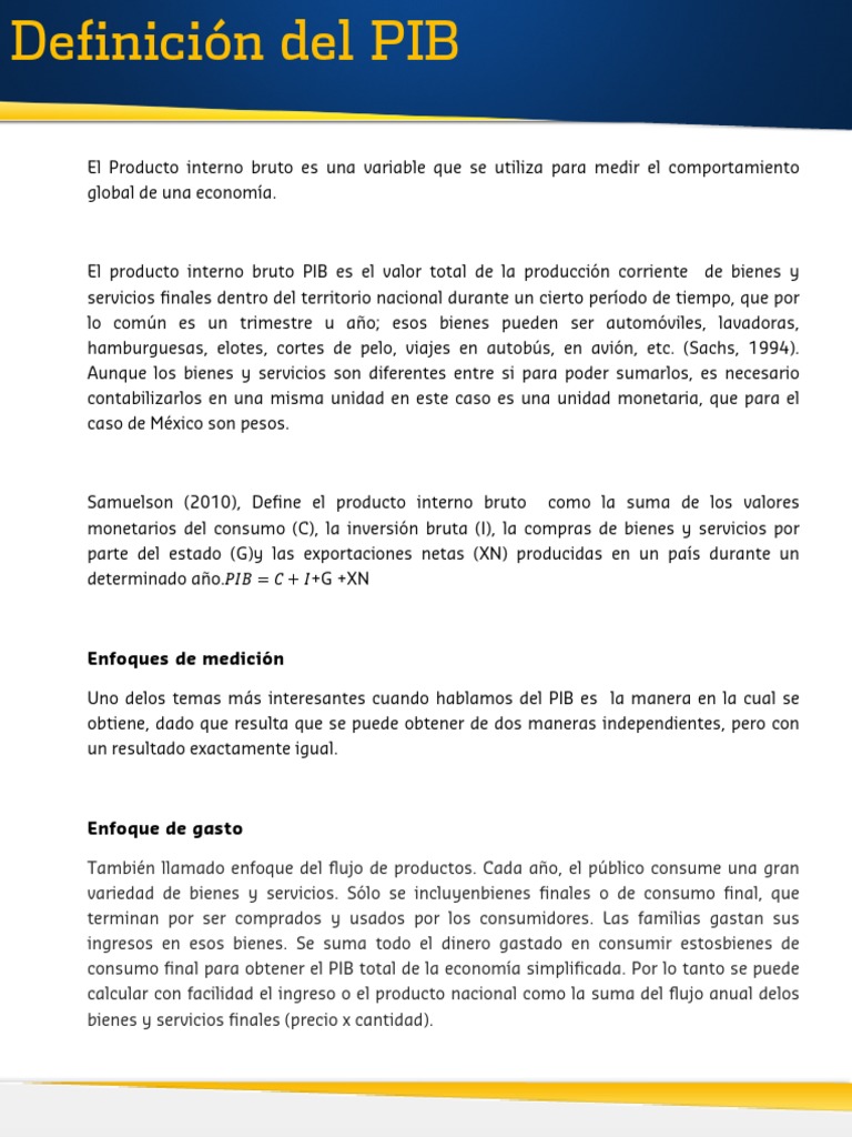 Definicion PIB | PDF | Producto Interno Bruto | Economias