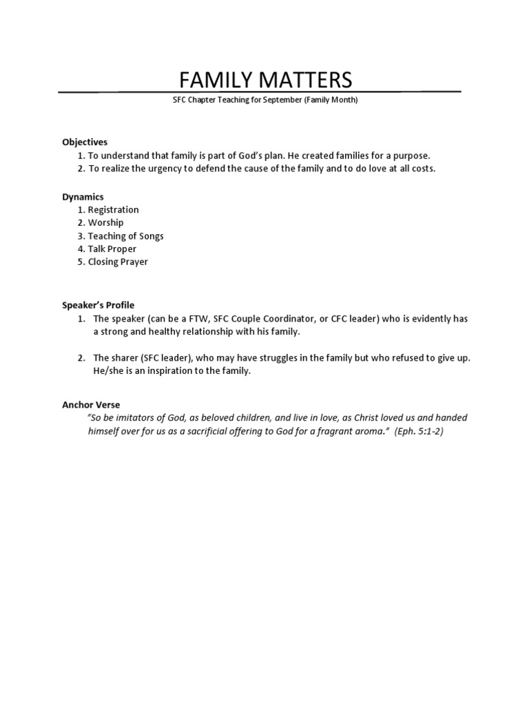 6 Chapter Teaching Family Matters | PDF | Family | Love