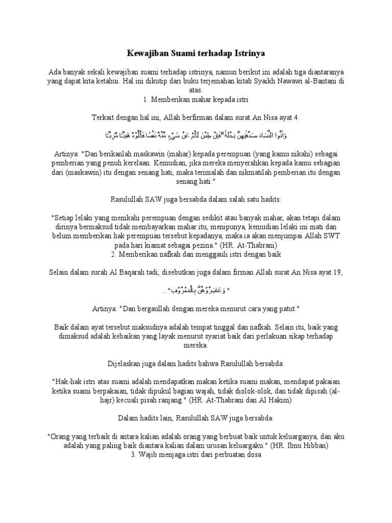 Kewajiban Suami Terhadap Istrinya | PDF