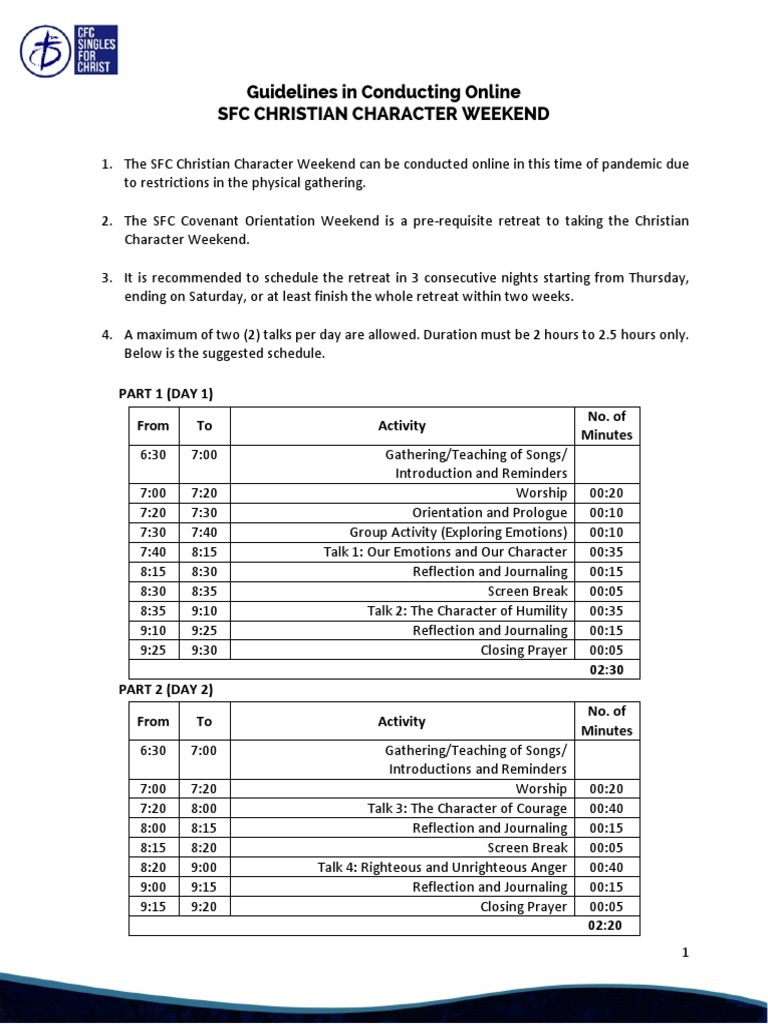 Online SFC Retreat Guidelines | PDF | Prayer