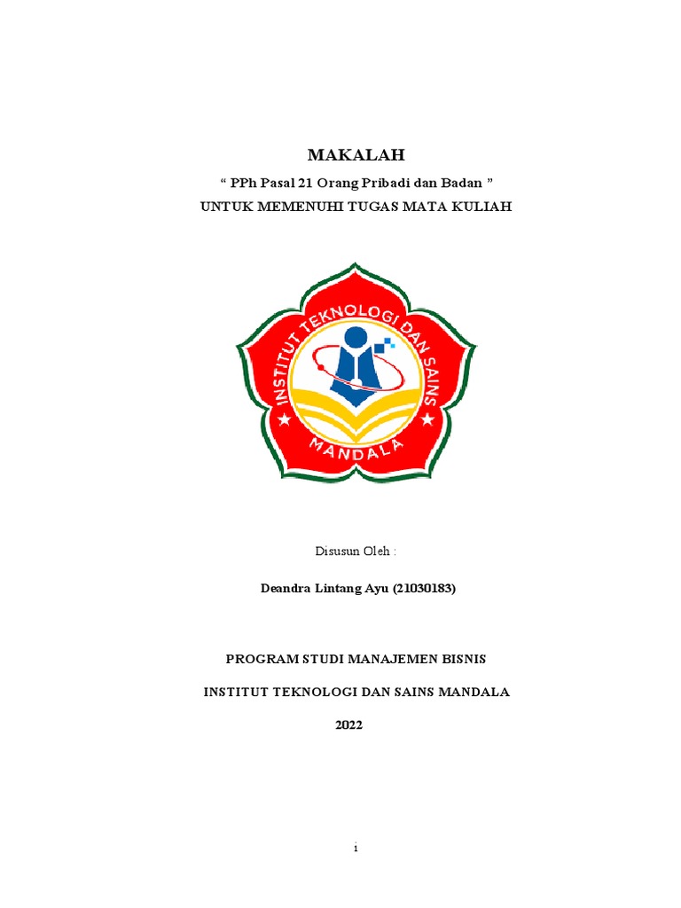 MAKALAH PPH Pasal 21 Orang Pribadi Dan B | PDF