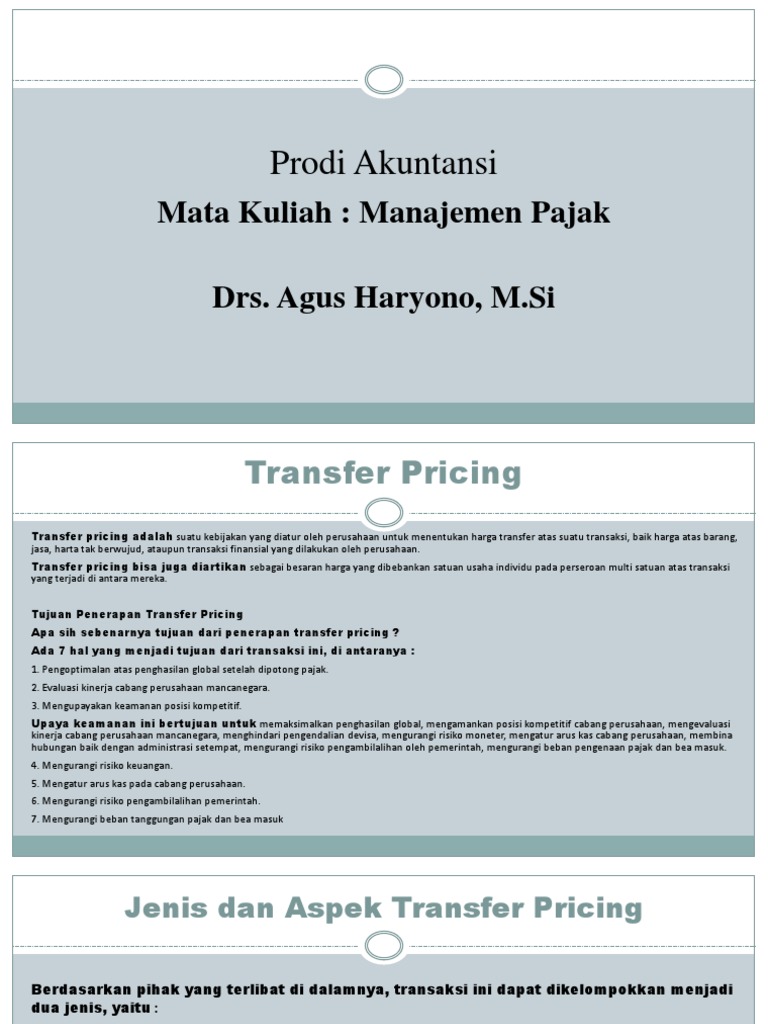 Harga Transfer (Transfer Pricing) | PDF | Pengelolaan Keuangan & Uang | Hukum