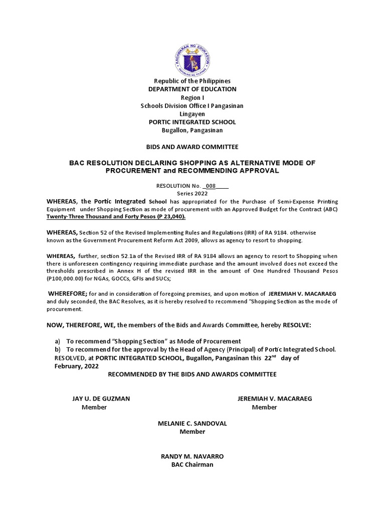 BAC Resolution | PDF