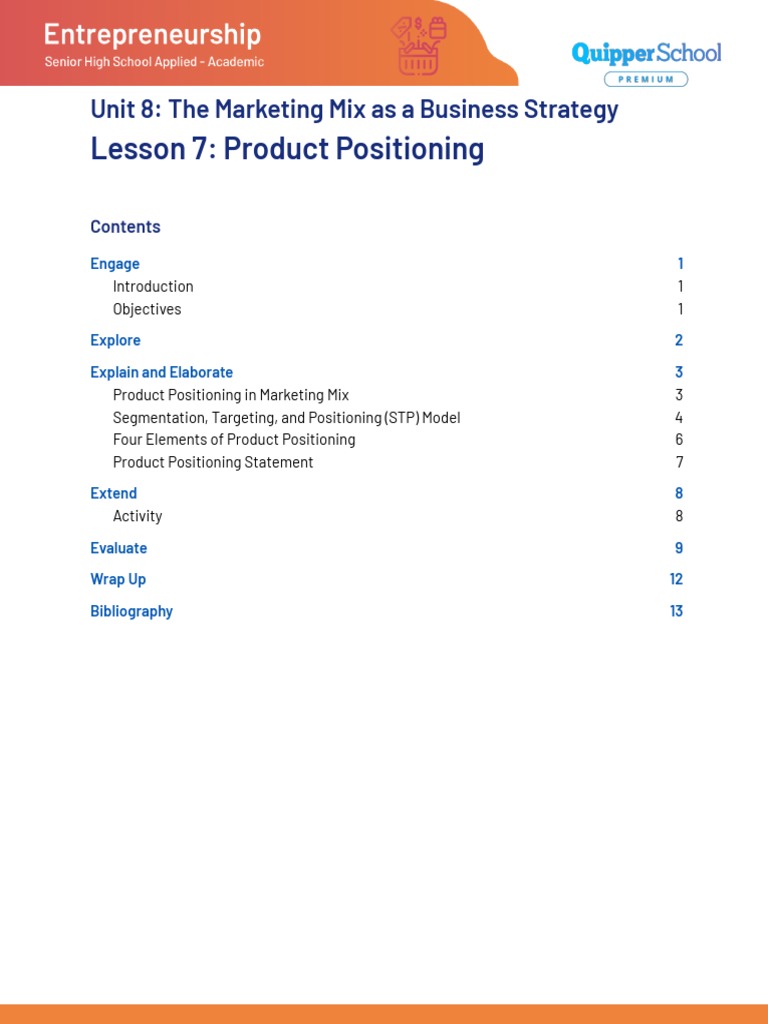 ENT SG Unit8 Lesson7 Final | PDF | Retail | Market Segmentation