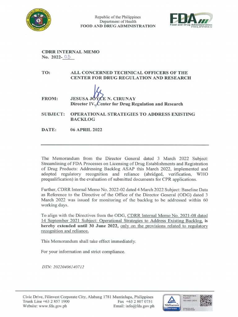 CDRR Internal Memo No. 2022-03 Operational Strategies To Address ...