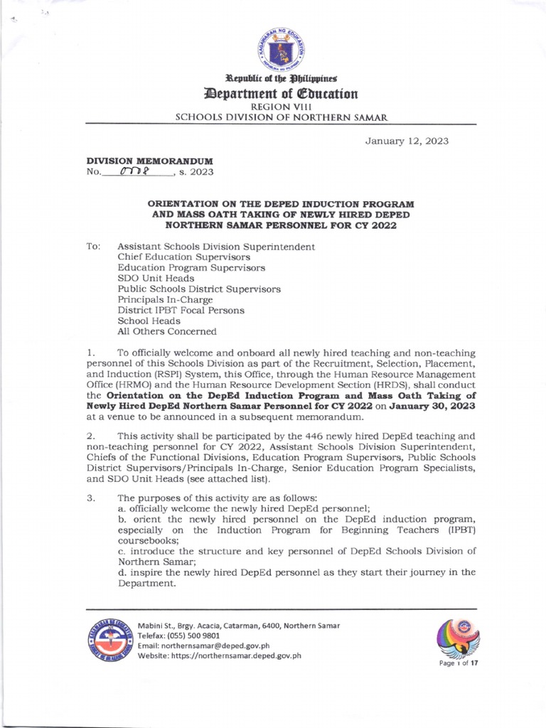 Dm 0008 S 2023 Induction Program Ipbt Mas Oath Taking Pdf