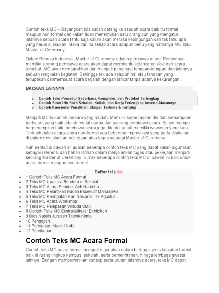 Contoh Teks MC | PDF